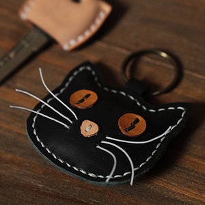 Handmade Cowhide Leather Cat Keychain – Good Luck Charm, Party Favor - Etsy