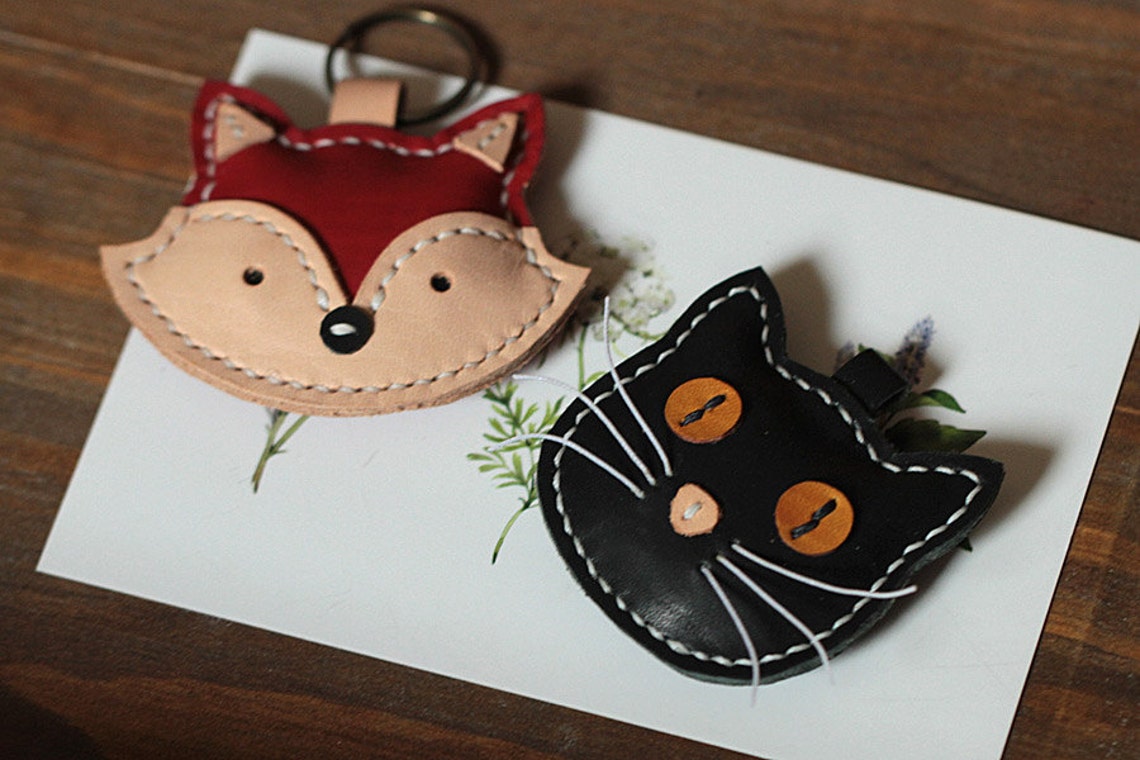 100% Handmade Cat Key Chains Cute Animal Key Ring Cat Bag - Etsy