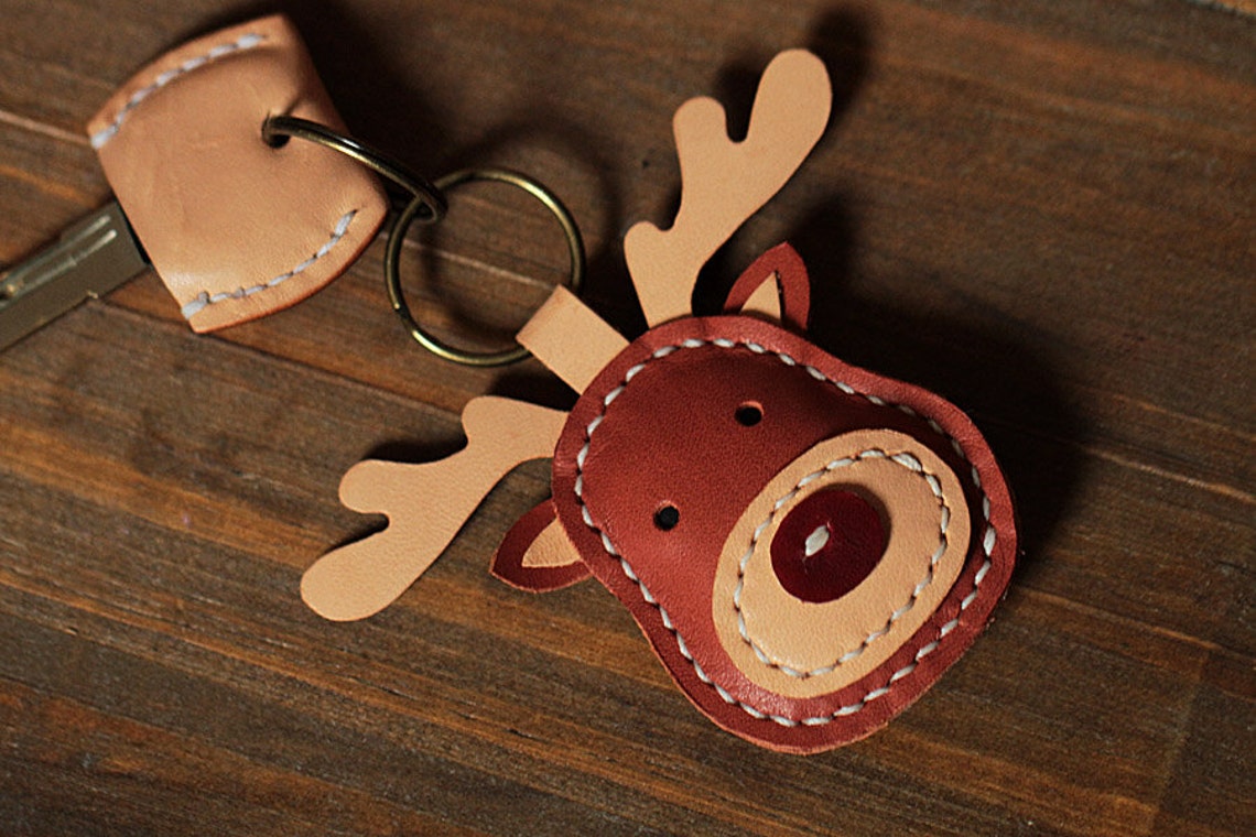 100% Handmade Reindeer Key chains Cute Animal Key ring | Etsy
