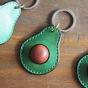 100% Handmade Cute Keychain Leather Avocado Keychain Bag Charms ...