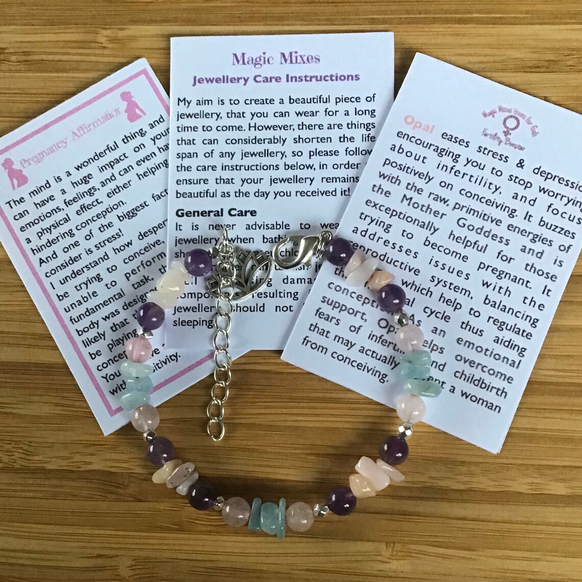 Gemstone Fertility Charm Bracelet Supporting Infertility and - Etsy