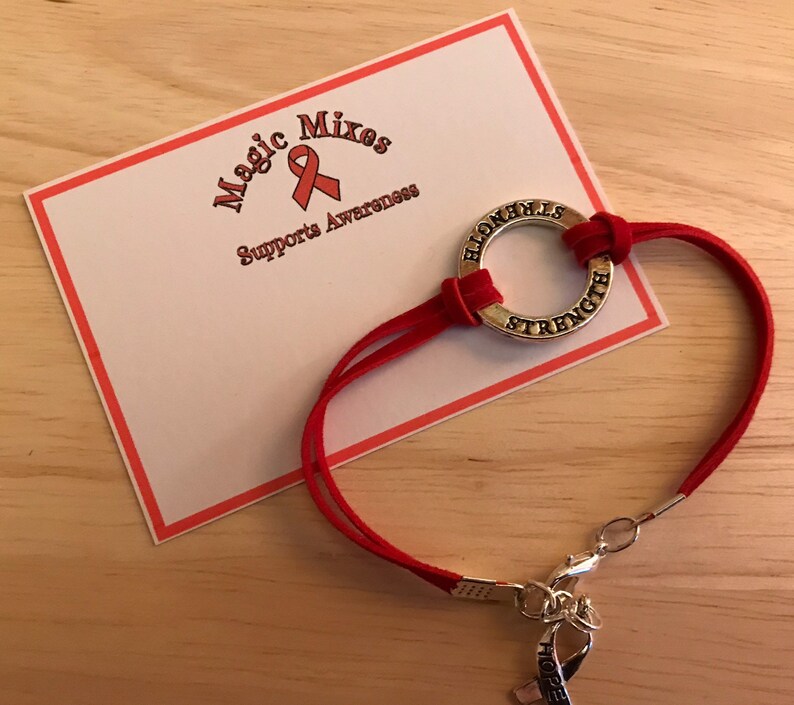 Red Awareness Bracelet HIV/AIDS Awareness Heart Disease - Etsy Israel