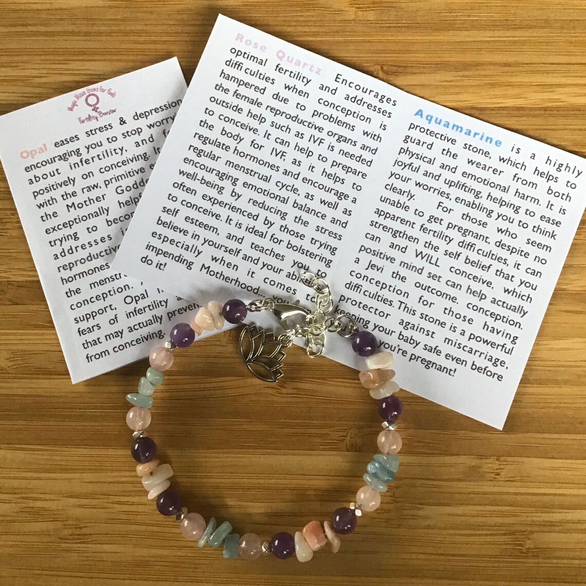 Gemstone Fertility Charm Bracelet Supporting Infertility and ...