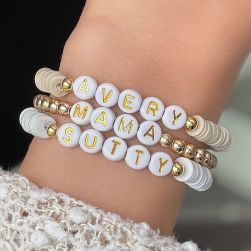 Personalized Name Bracelet Custom Heishi Beaded Bracelet - Etsy