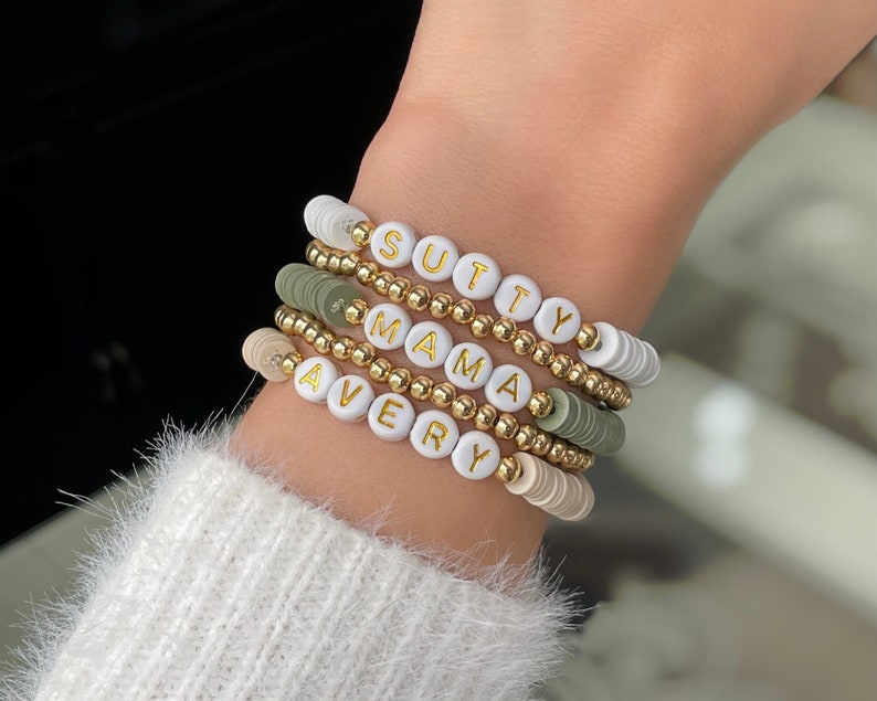 Personalized Name Bracelets Custom Word Bracelet Heishi - Etsy