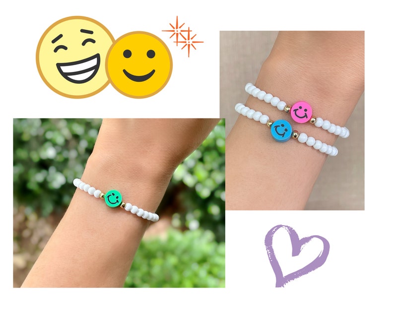 Smiley Face Emoji Bracelet Happy Bracelets for Kids Gen Z - Etsy