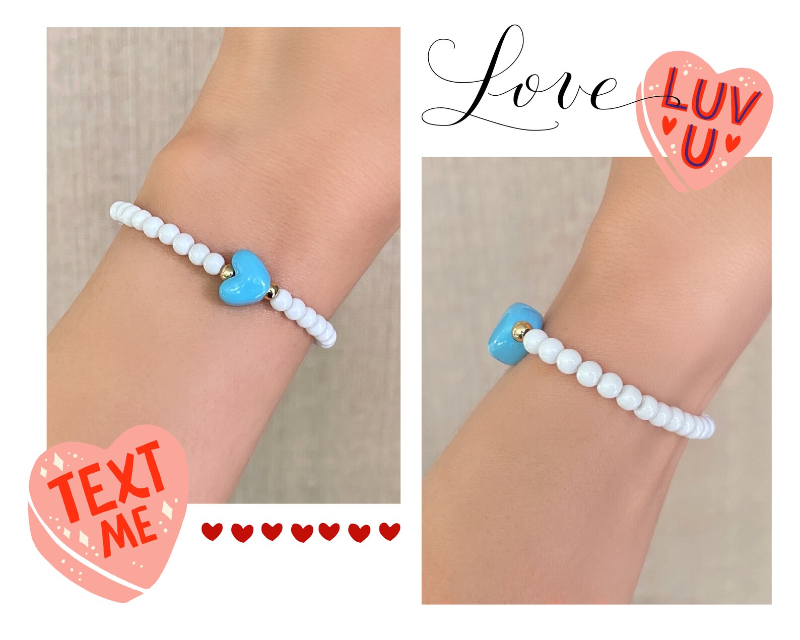 Heart Bead Bracelet Chunky Heart Emoji Bracelets for Kids - Etsy