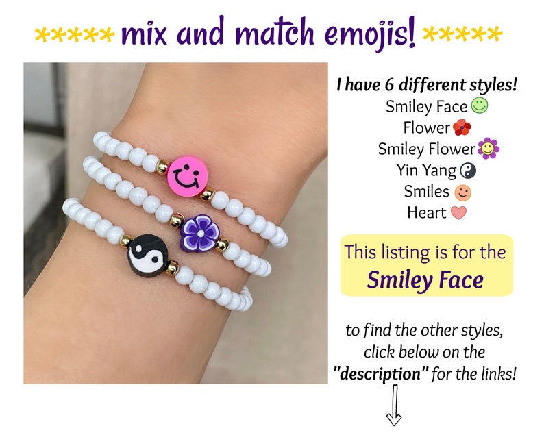 Smiley Face Emoji Bracelet Happy Bracelets for Kids Gen Z - Etsy