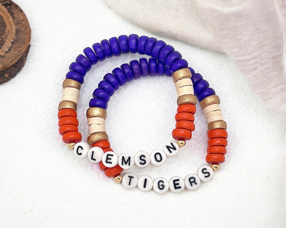 Orange and Purple Clemson Bracelet, Clemson Graduation Gift, Clemson ...