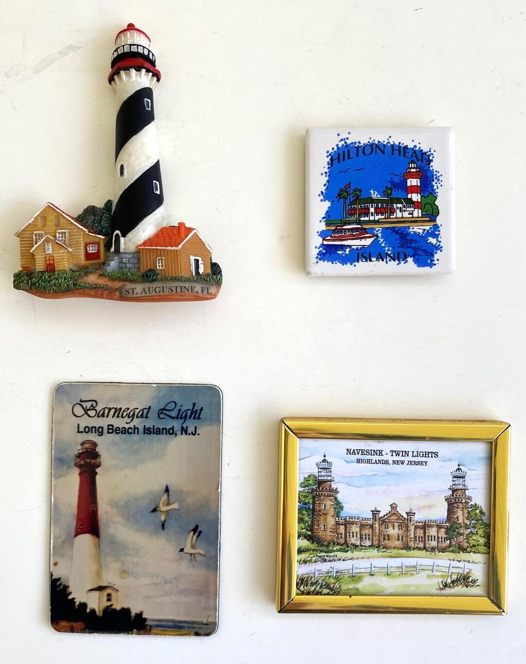 4 Fridge Magnets Lighthouse St. Augustine FL Hilton Head SC Barnegat ...