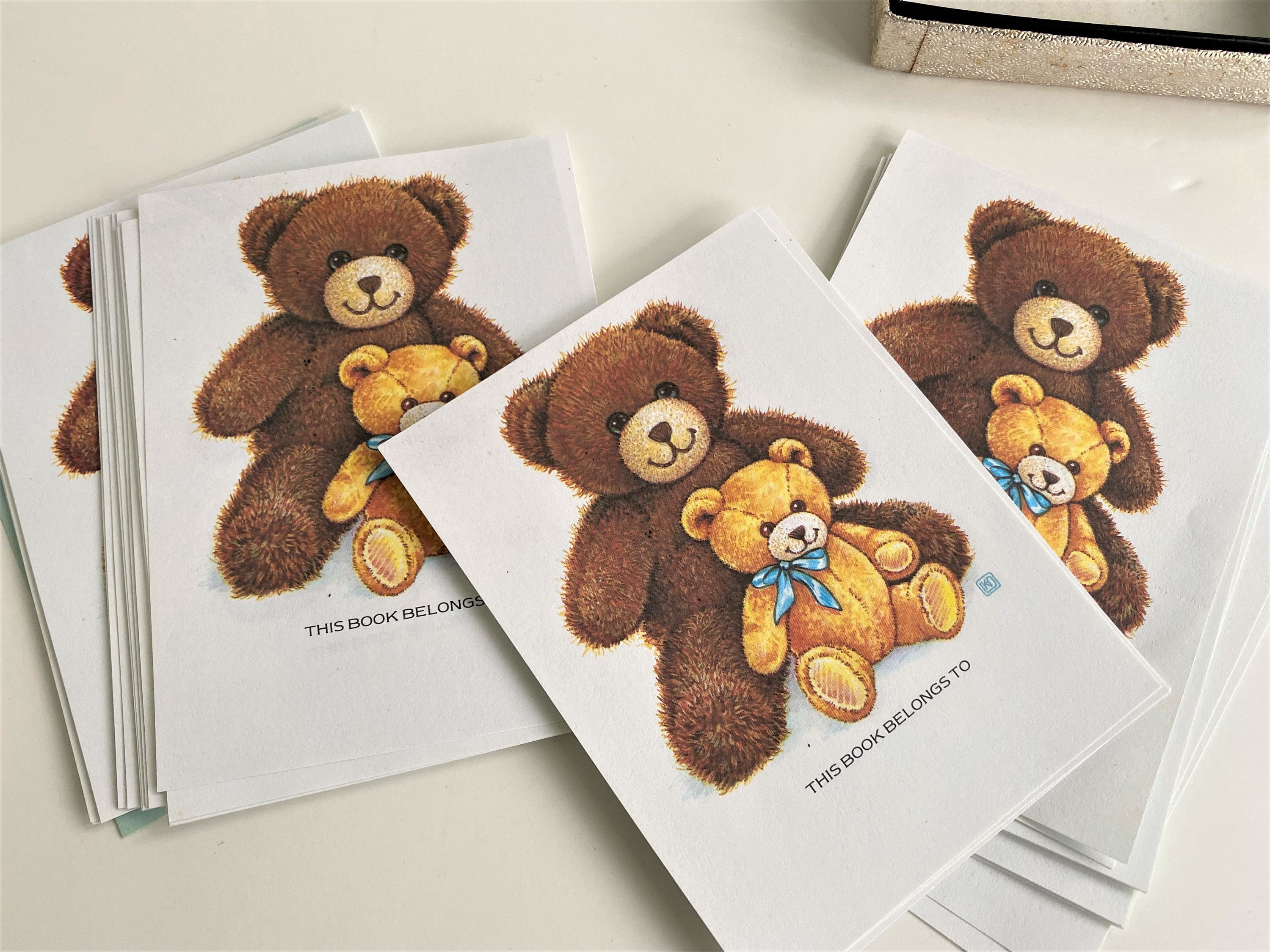 Pair Vintage Bookplates Teddy Bears Rare Baby Beluga Whale Ashley Wolff ...