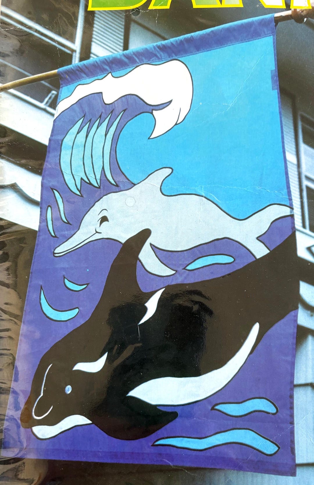 Vintage 1994 NOS Porch Flag Dolphin Orca Killer Whale Porpoise 28 X 40 ...