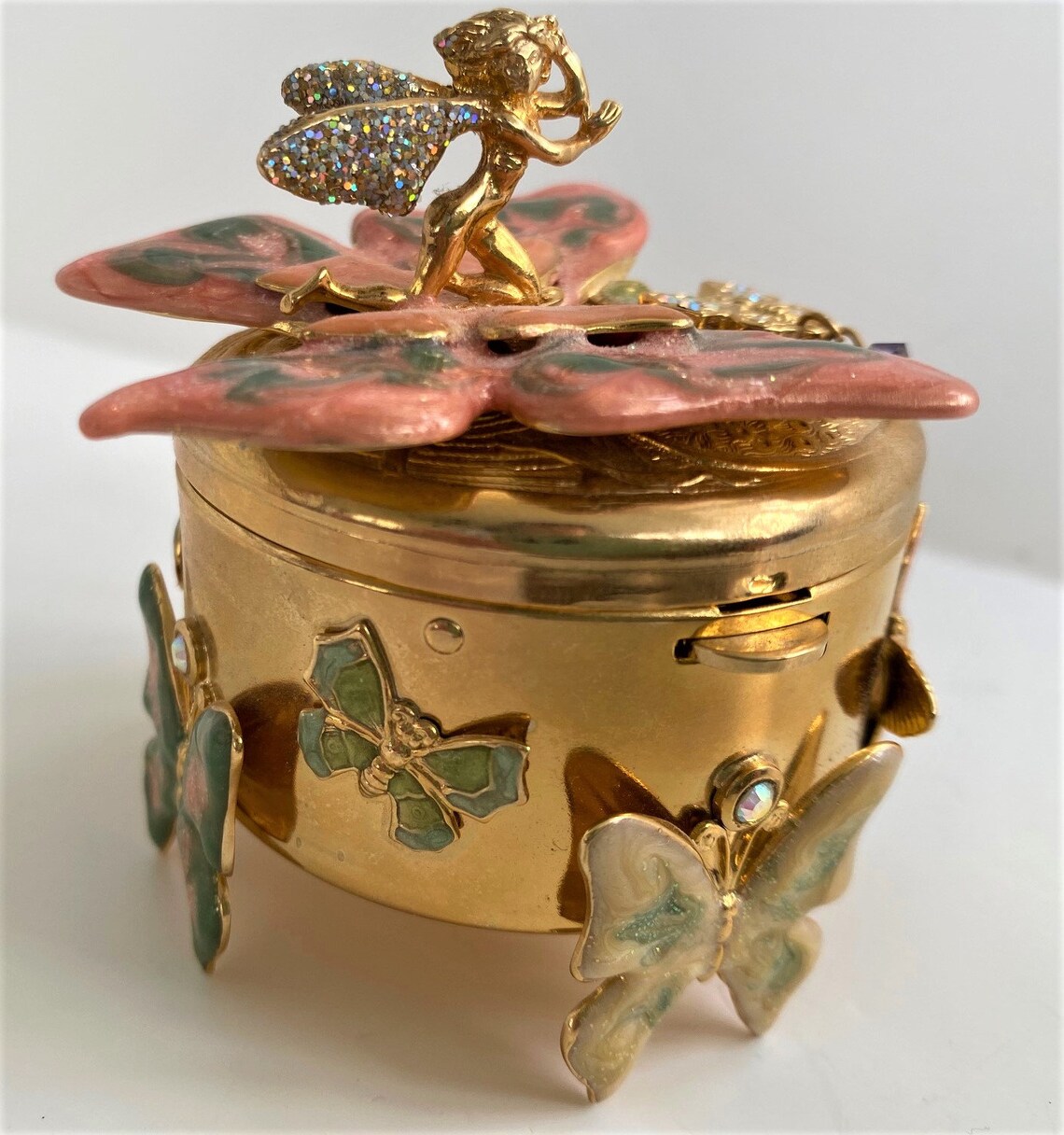 Vintage Kirks Folly Trinket Box Butterflies Fairies Fairy Crystals ...