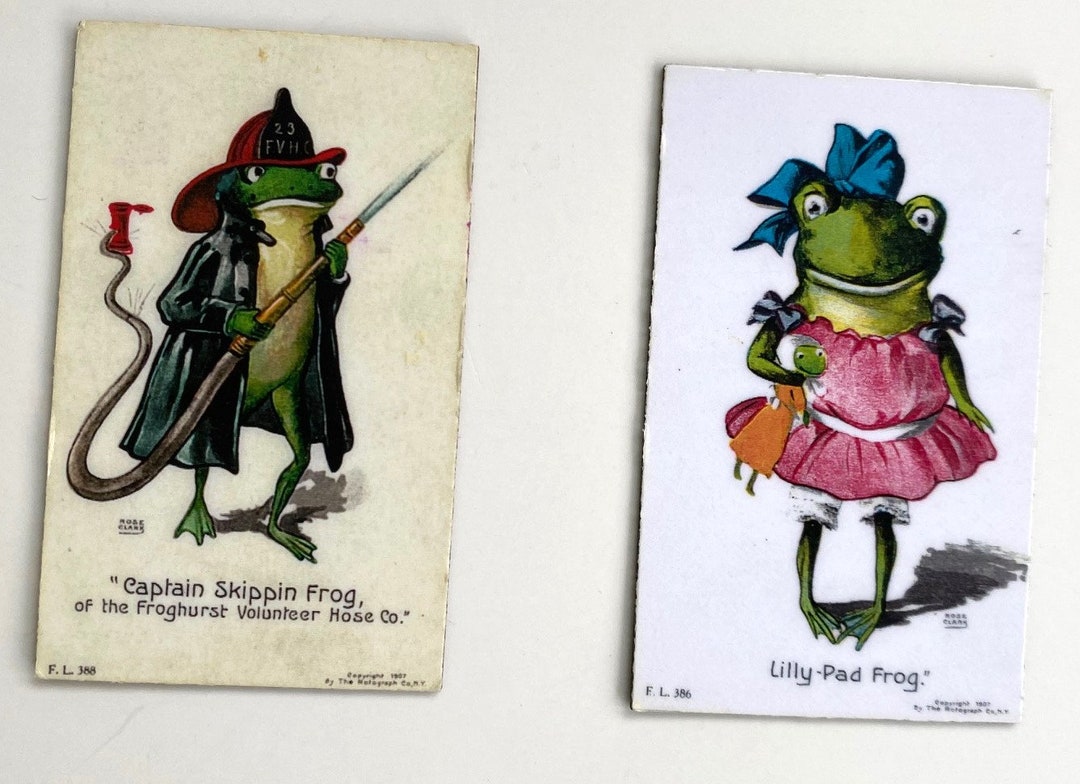 Rare Artist Rose Clark Frogs of Froghurst Fridge Magnets Lilly Pad ...
