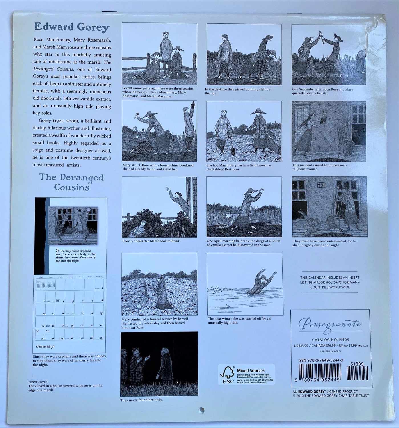 Edward Gorey Calendar Addams Family Deranged Cousins Mikado Dracula ...