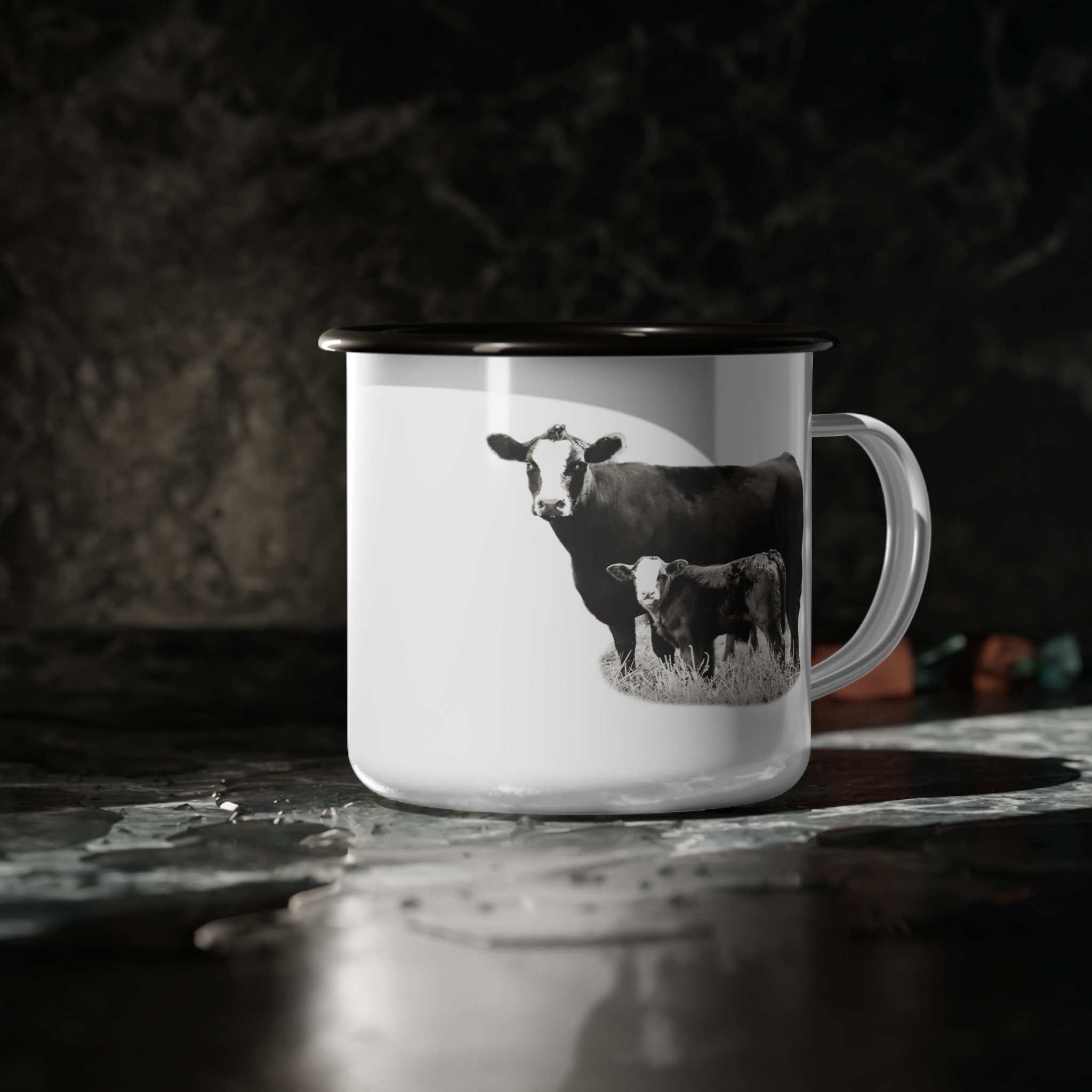 White Face Black Angus Cow Farmhouse Enamel Camp Cup - Etsy