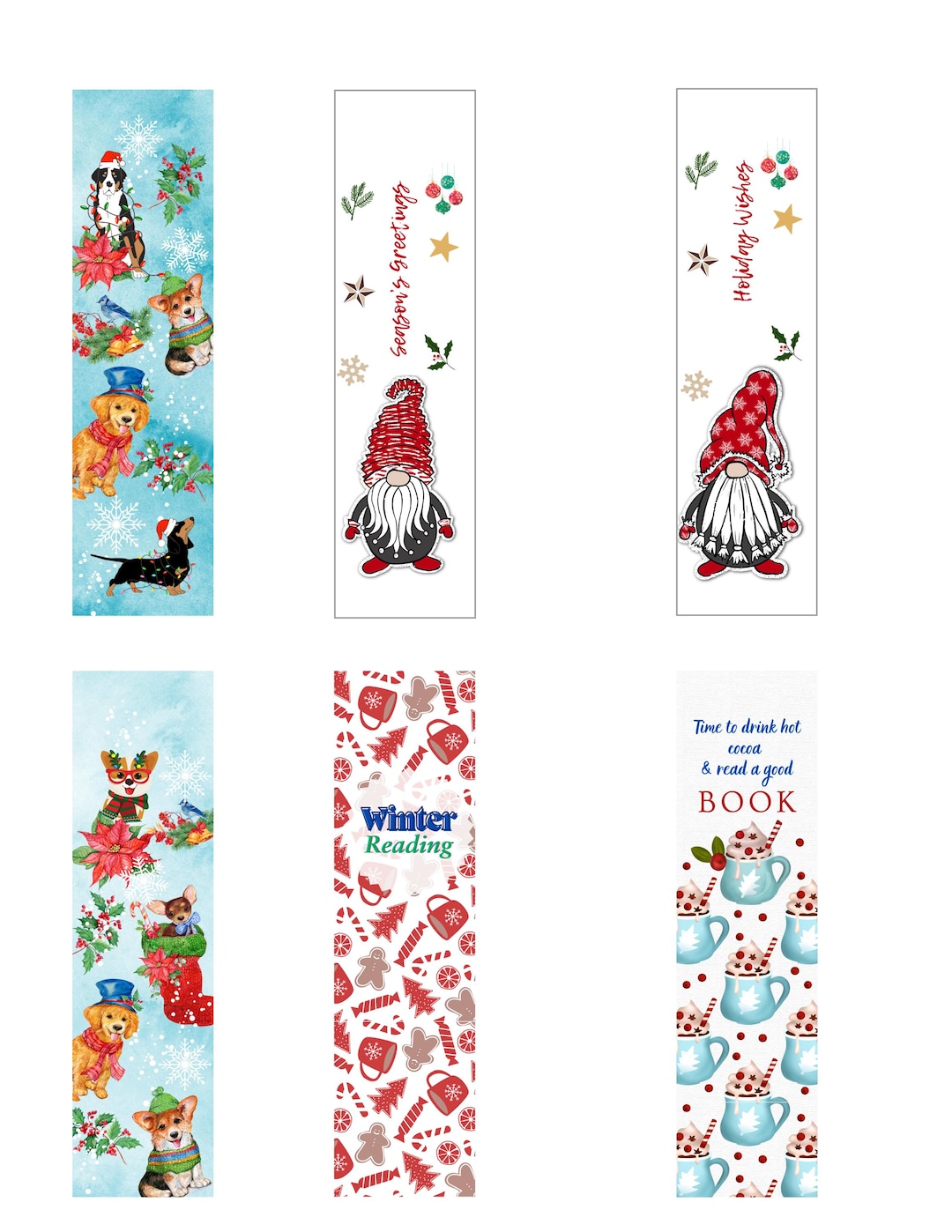 Christmas Holiday Bookmarks | Digital Printable Bookmarks | Printable ...