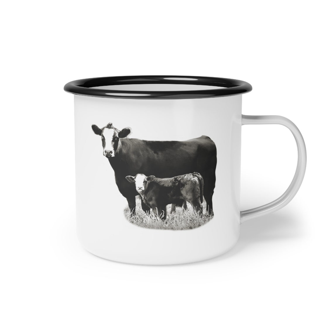 White Face Black Angus Cow Farmhouse Enamel Camp Cup - Etsy