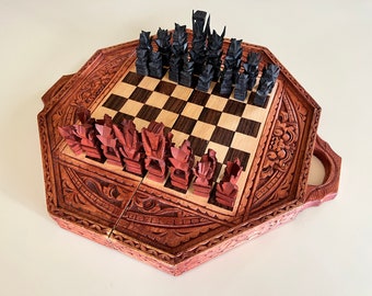 RARE 1950 Hand Carved Chess Antique Chess in Original Box - Etsy