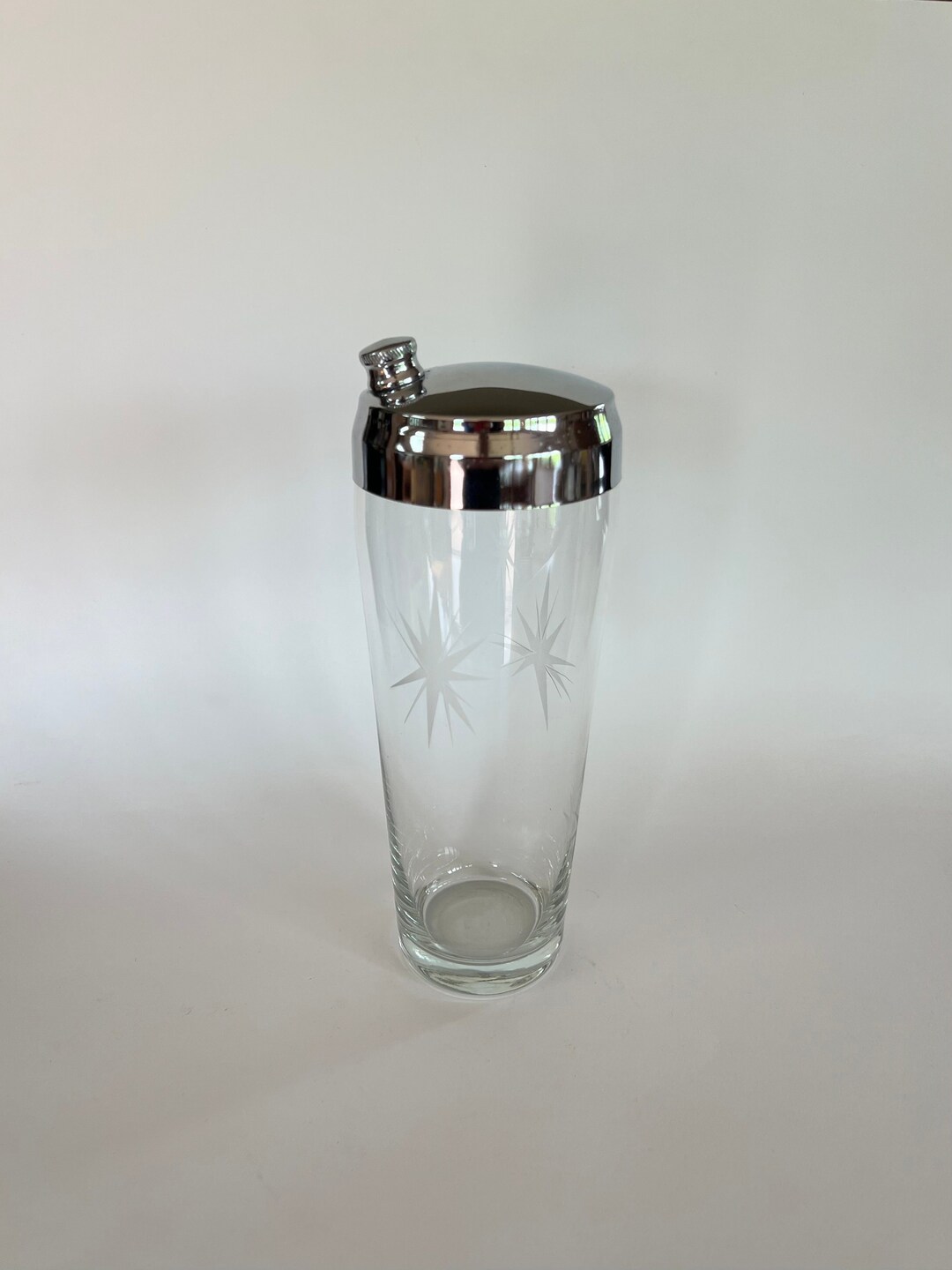 Vintage 50s Etched Atomic Stars Cocktail Shaker - Etsy