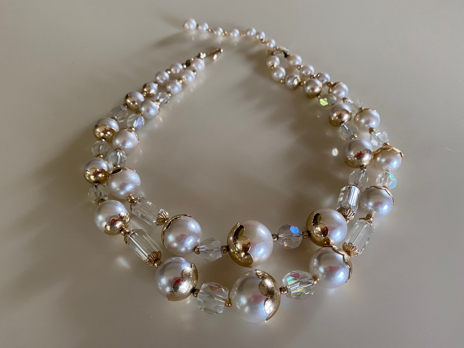 Vintage 50s Pearl Beaded Necklace - Etsy