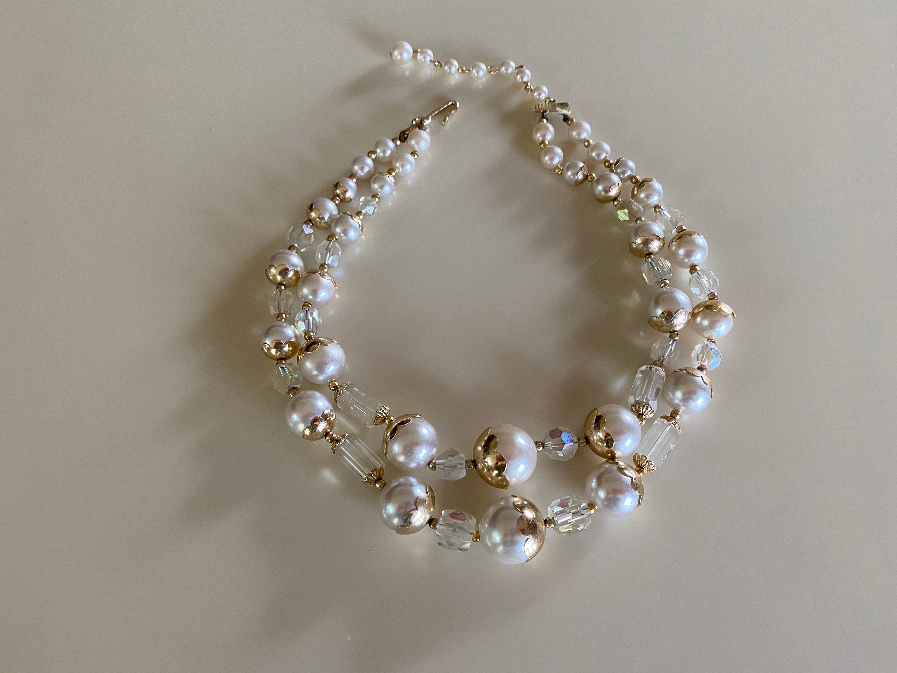 Vintage 50s Pearl Beaded Necklace - Etsy