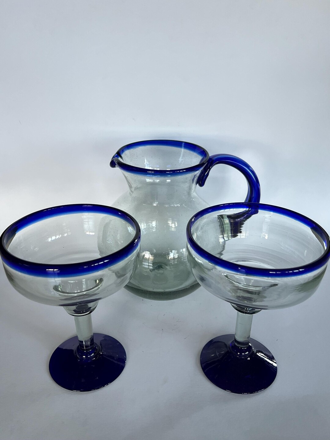 3 Pc. Vintage 90s MEXICAN Blue Glass Margarita Set - Etsy
