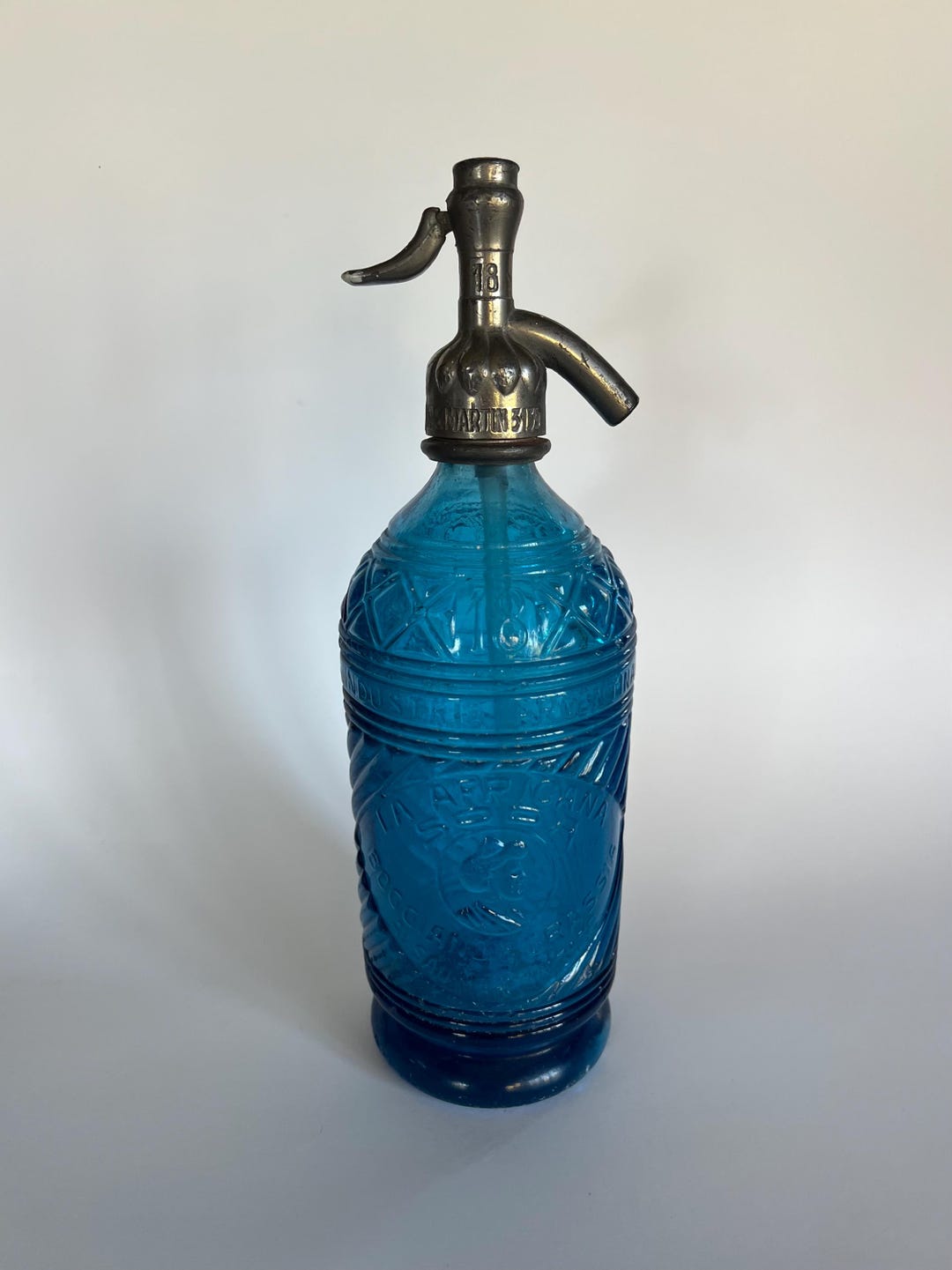Vintage 1900s Argentina LA AFRICANA SODA Siphon Blue Glass Seltzer ...