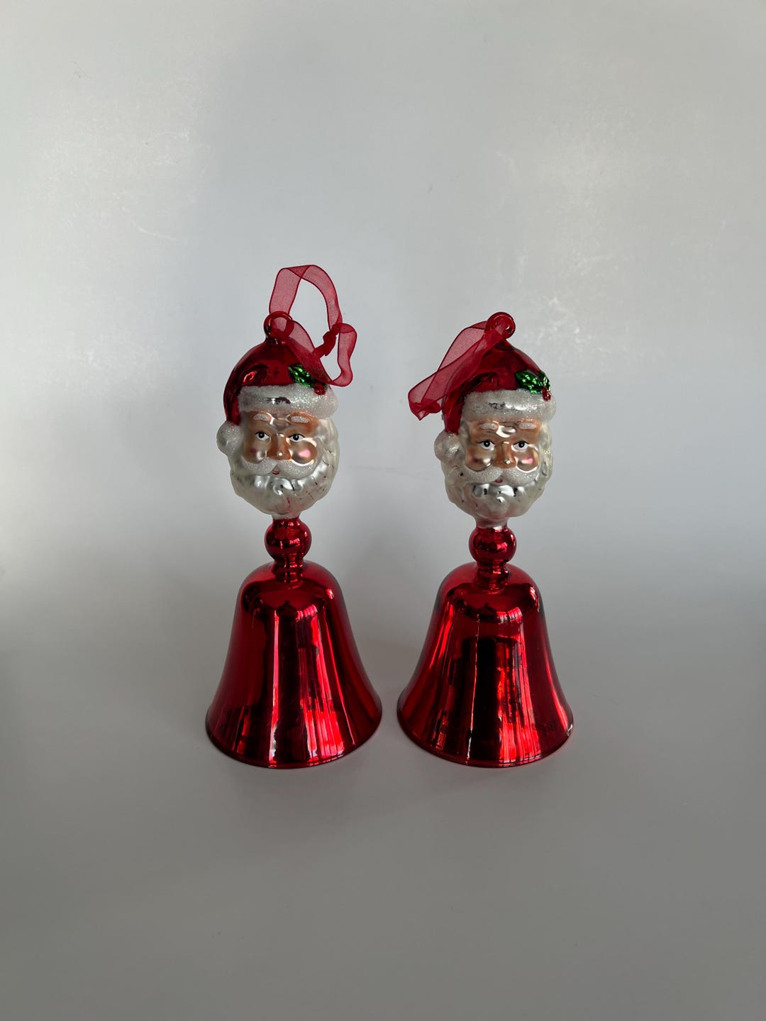 Two Vintage 60s GERMAN Glass Santa Bells - Etsy