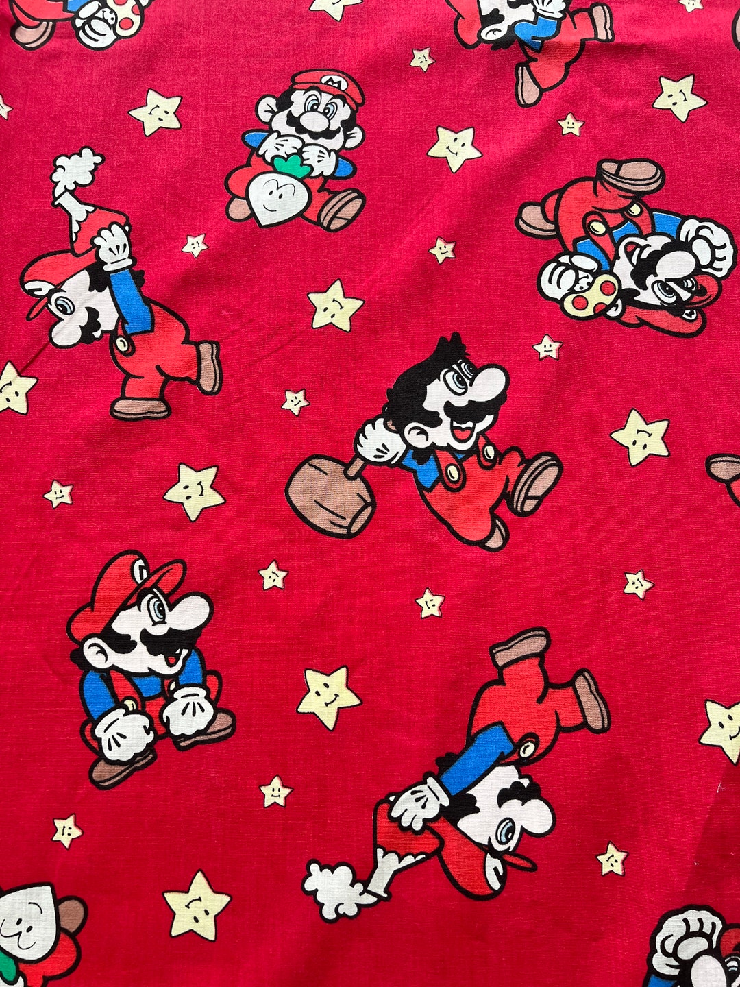 Vintage 90s NINTENDO Mario Red Fabric - Etsy