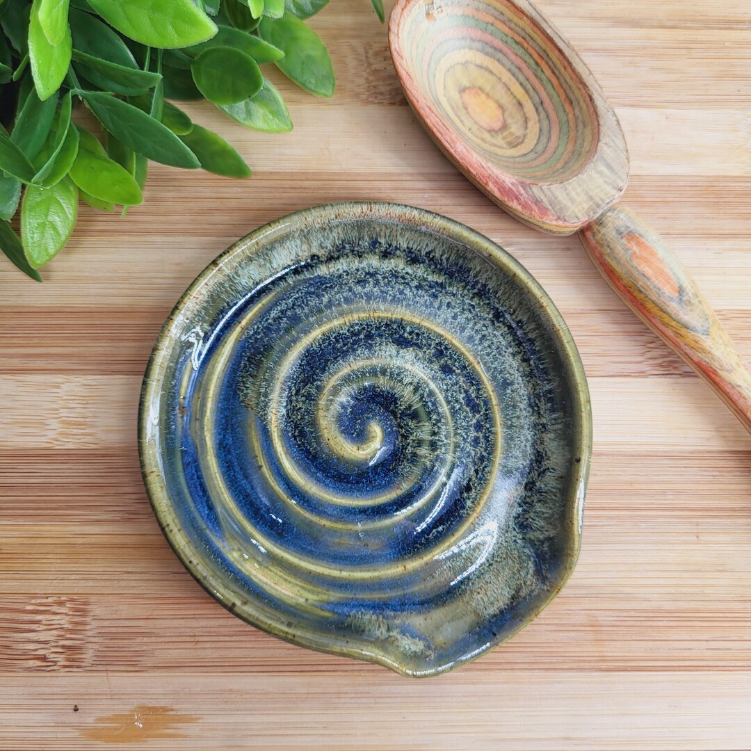 Colourful Swirly Spoonrest - Pottery | Ceramic | Carved - Etsy
