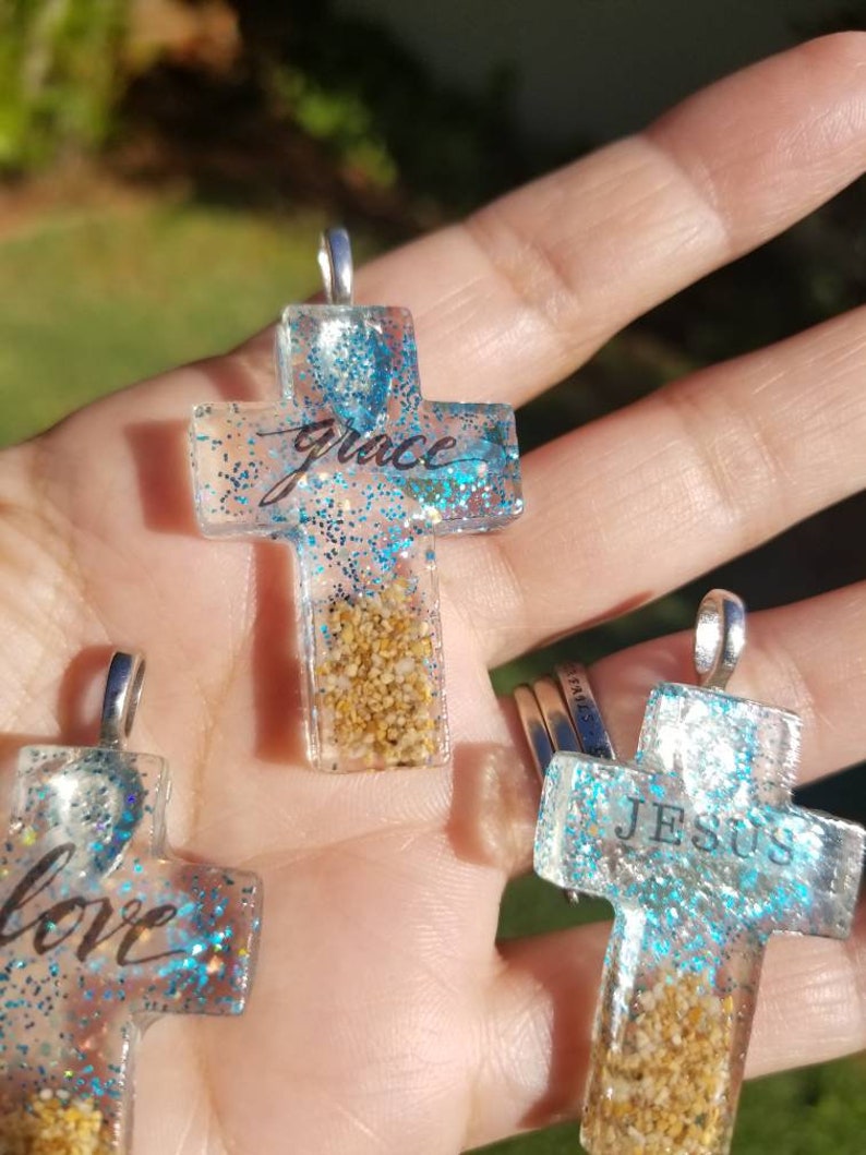 4 Options, Christian Resin Cross Pendants With Glitter and Hawaiian ...