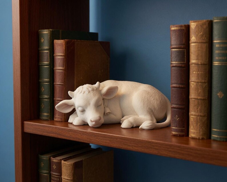 Realistic 3D Printed Cow Figurine STL, Decorative Highland Sculpture ...
