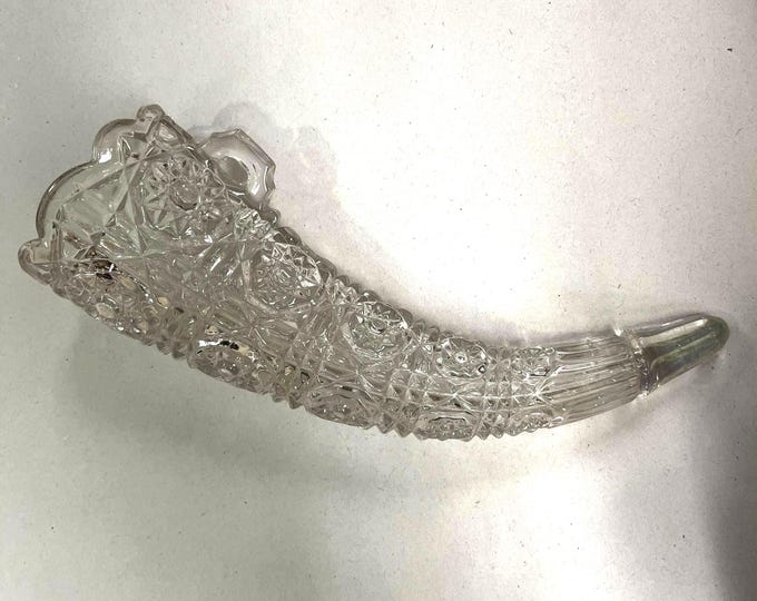 Antique Crystal Cut Glass Cornucopia Vase – Vintage Horn of Plenty Bud ...