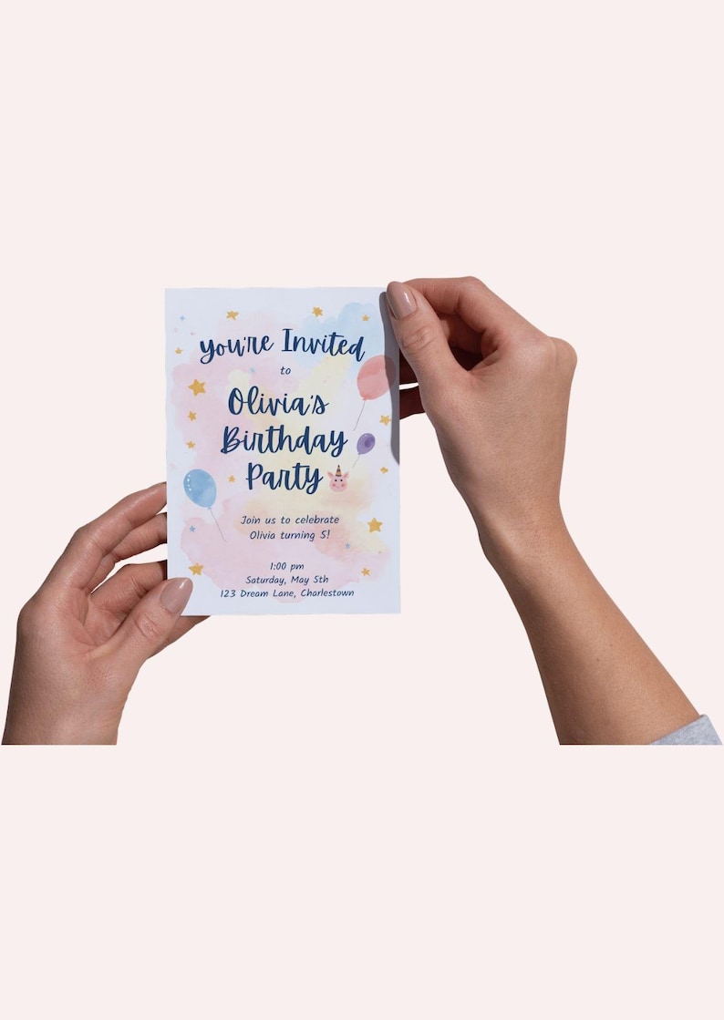 Kids Birthday Invitation Template | Editable Party Invite (digital ...
