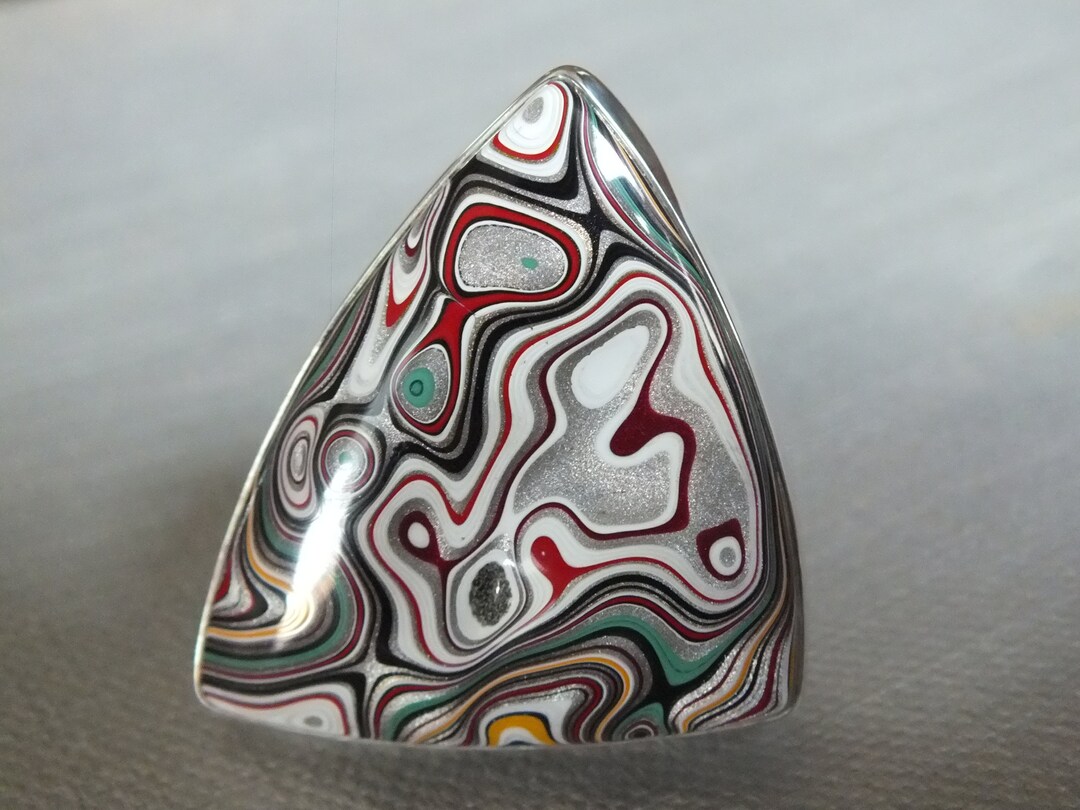Collector Old School Fordite Detroit Sterling Silver Ring Metalsmith ...