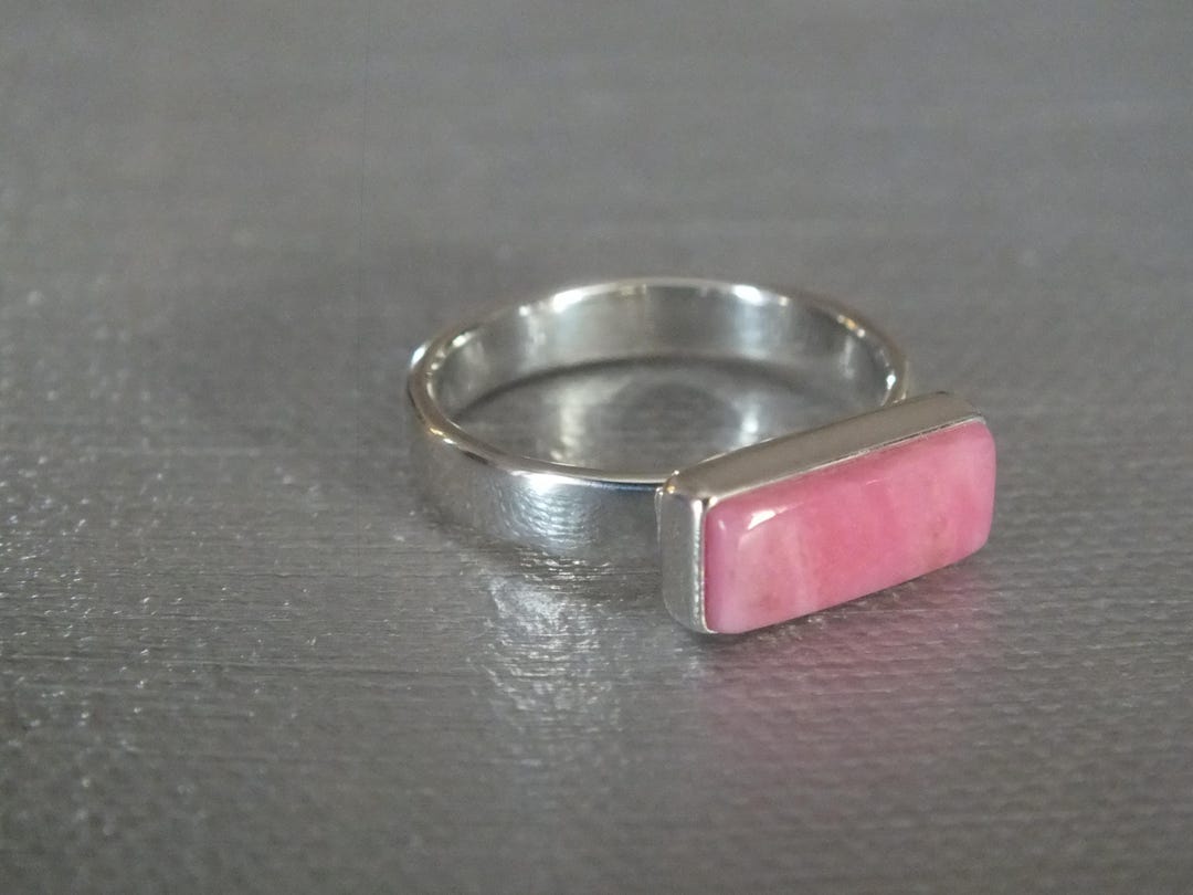 Petite Pink Nephrite Jade Handmade Sterling Silver Ring Size 8 ...