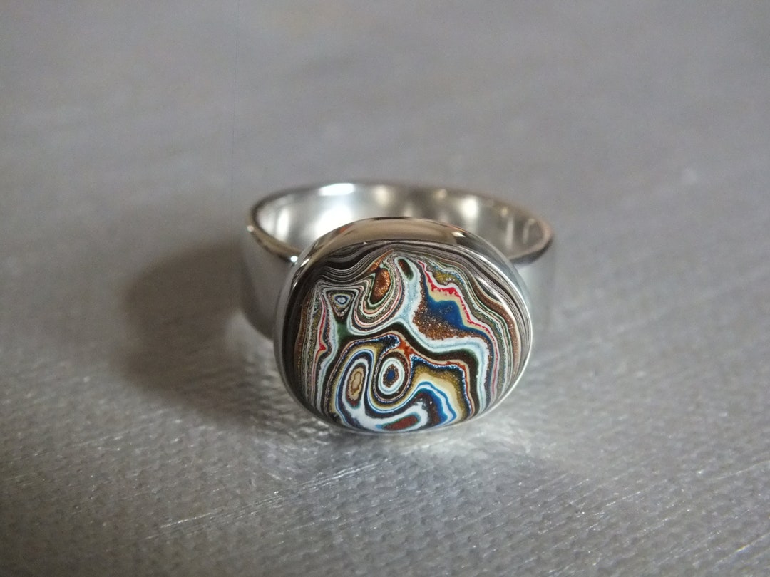 Old School Fordite Detroit Sterling Silver Ring Golden - Etsy