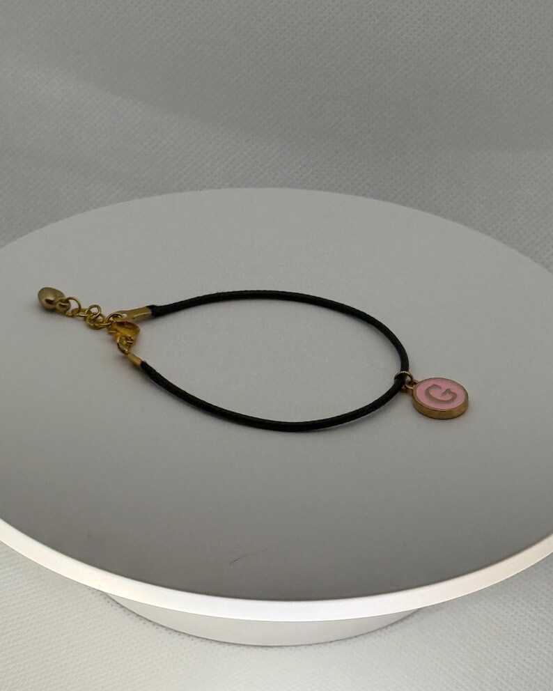 Handmade Beaded Initial Bracelet | Letter Charm, Dainty Personalized ...