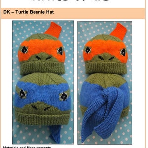 PDF Instant Digital Download Knitting Pattern - DK - Ninja Turtle Hat ...