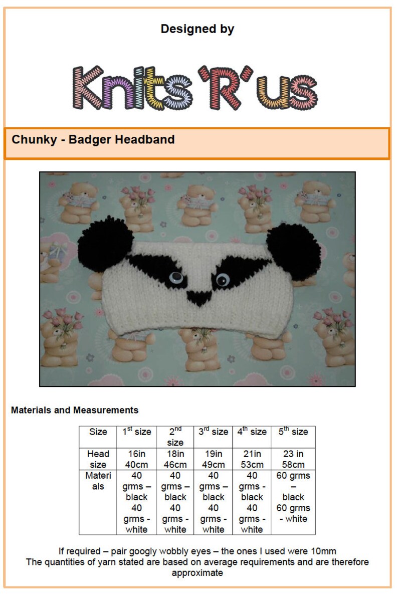 PDF Instant Download Knitting Pattern - Chunky – Badger Headband ...