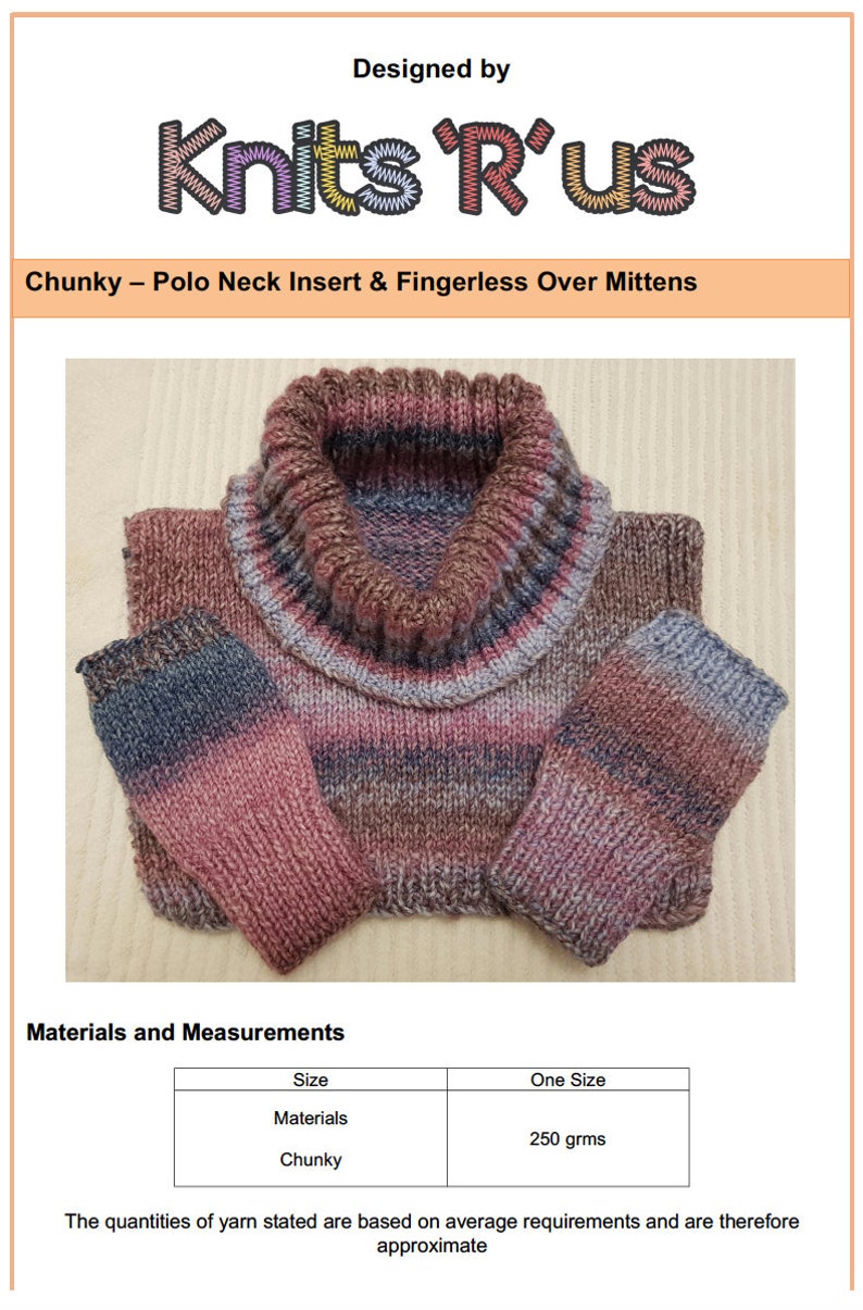 PDF Instant Digital Knitting Pattern Download - Knitted Chunky Polo ...