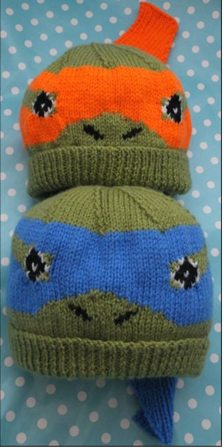 PDF Instant Digital Download Knitting Pattern - DK - Ninja Turtle Hat ...