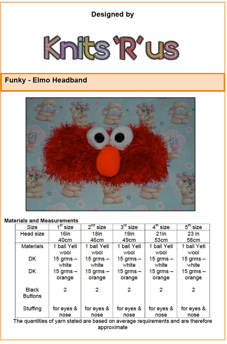 PDF Instant Download Knitting Pattern - Funky Yarn – Elmo Style ...