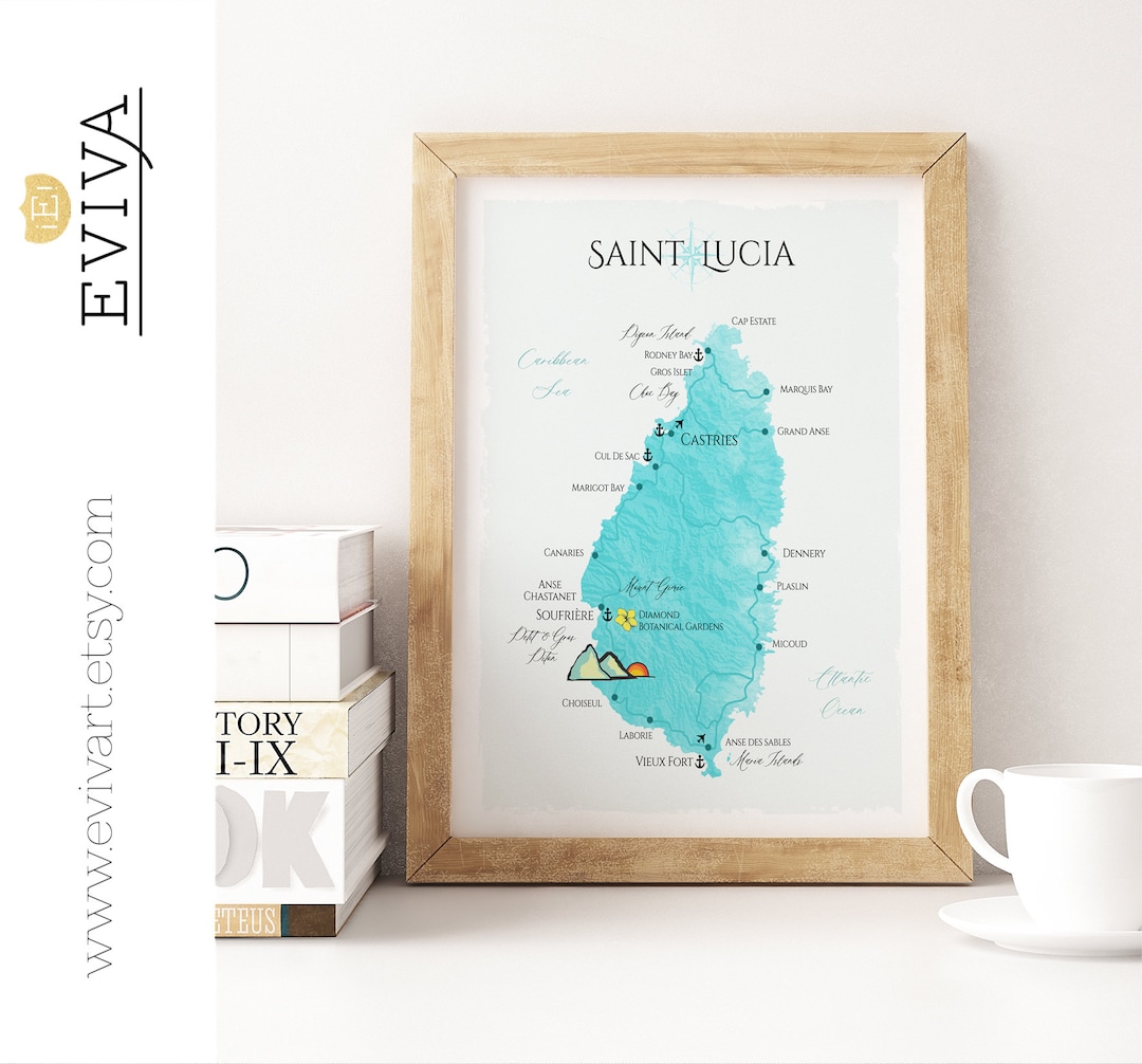Poster Wall Art Santa Lucia Map Wedding Print Destination Wedding Gift ...