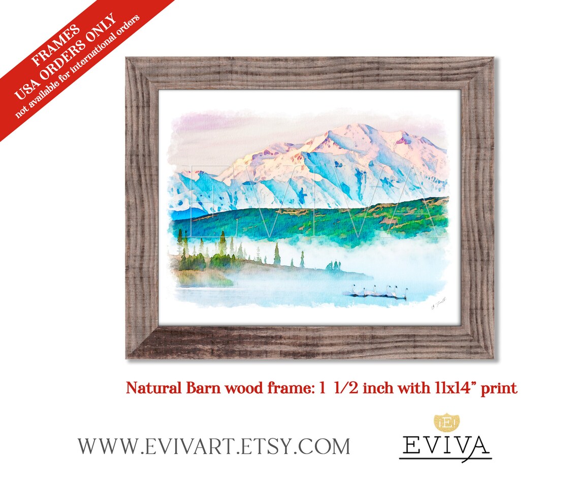 Alaska AK USA Landscape Illustration Art Print From an | Etsy