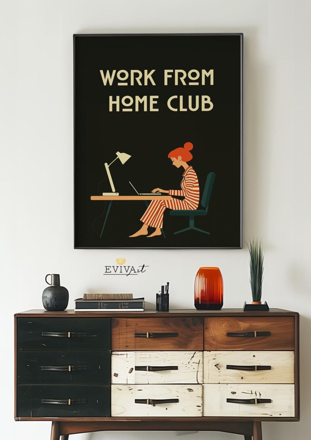 Work From Home Club Print | Office Wall Art Poster Humor Funny Art ...