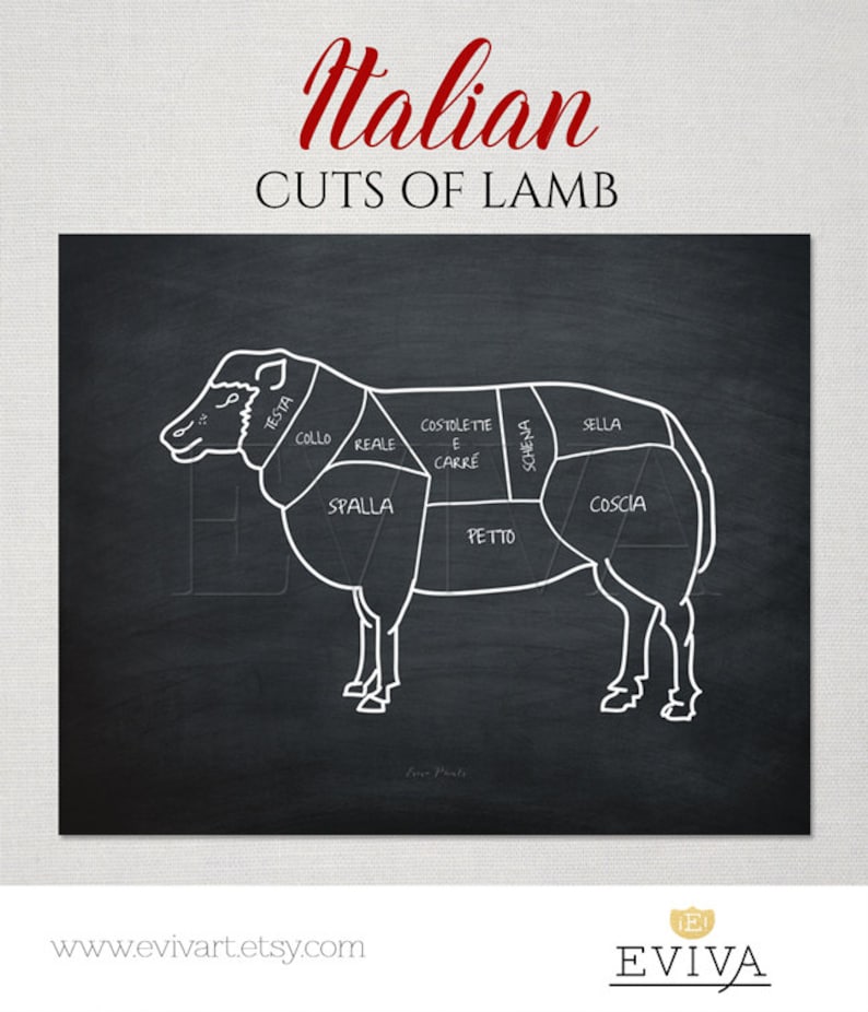 ITALIAN Butcher Shop Butcher Cuts of Meat Cuts Kitchen Print - Etsy