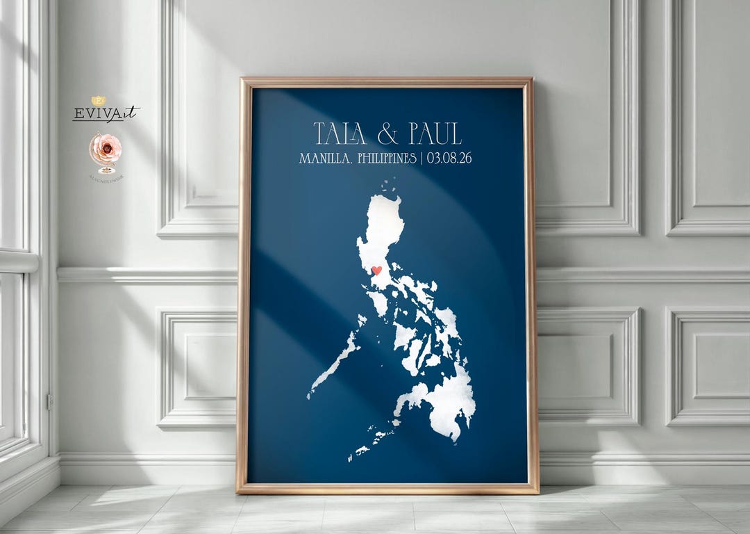 Philippines Map Custom Wedding Print Destination Wedding Gift Memento ...