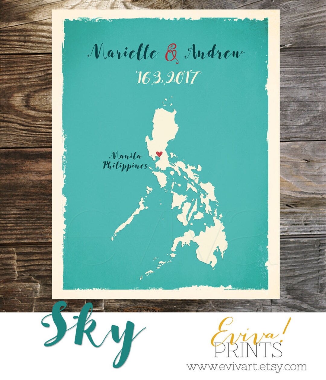 Philippines Custom Wedding Print Destination Wedding Gift Memento ...